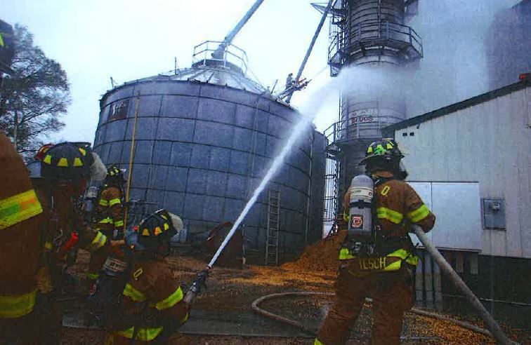 Five-alarm fire in grain dryer tower; 14 departments responded, Sun ...
