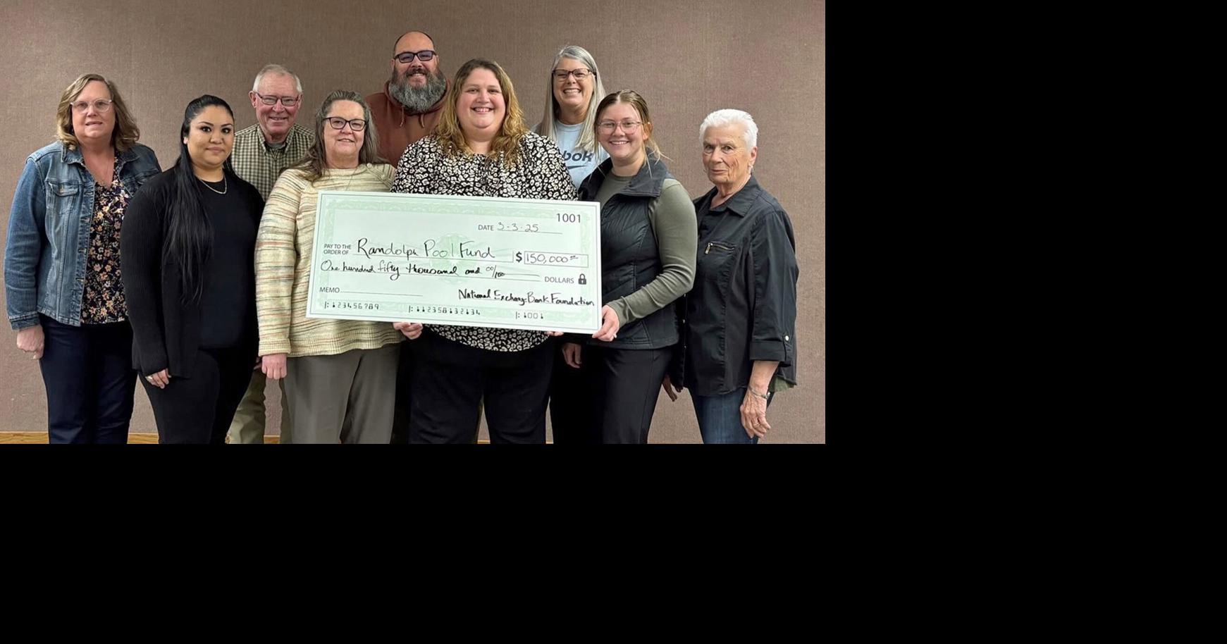 $150K DONATED FOR RANDOLPH POOL