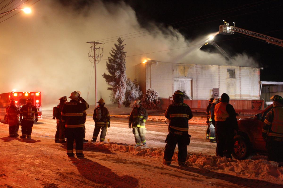 Fire blazes through the night in Beaver Dam