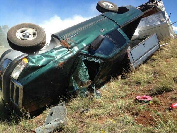 Pickup, trailer flip over on Highway 60 | Premium News | wmicentral.com