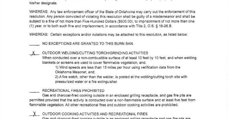 Woodward County Burn Ban Resolution | | woodwardnews.net