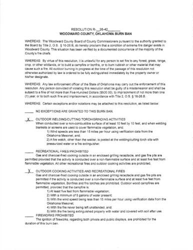 Woodward County Burn Ban Resolution | | woodwardnews.net