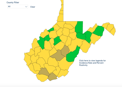 West Virginia COVID map turns mostly yellow; gold growing | WV News ...