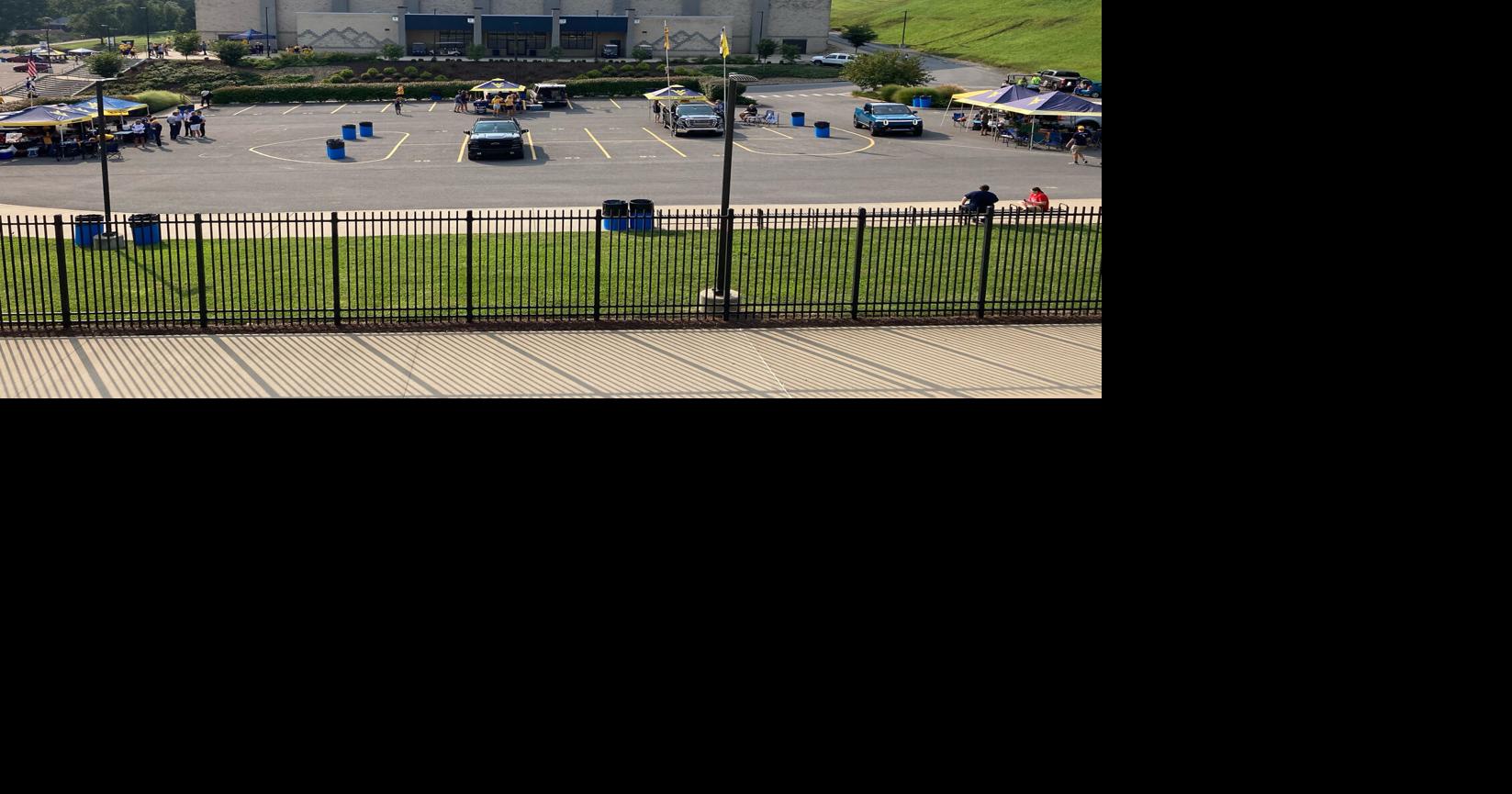0910 Mountaineer Field Silver lot pregame front | West Virginia ...
