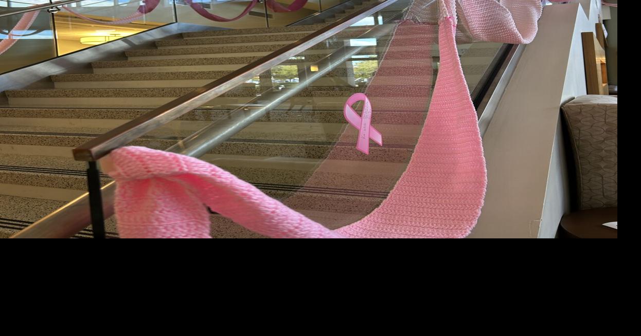 Part of the world’s longest pink scarf on display at the CAMC Cancer ...