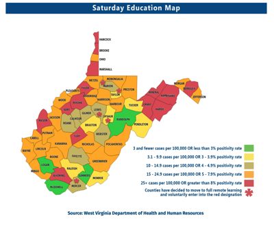 West Virginia's Saturday Education Map requires remote instruction for ...
