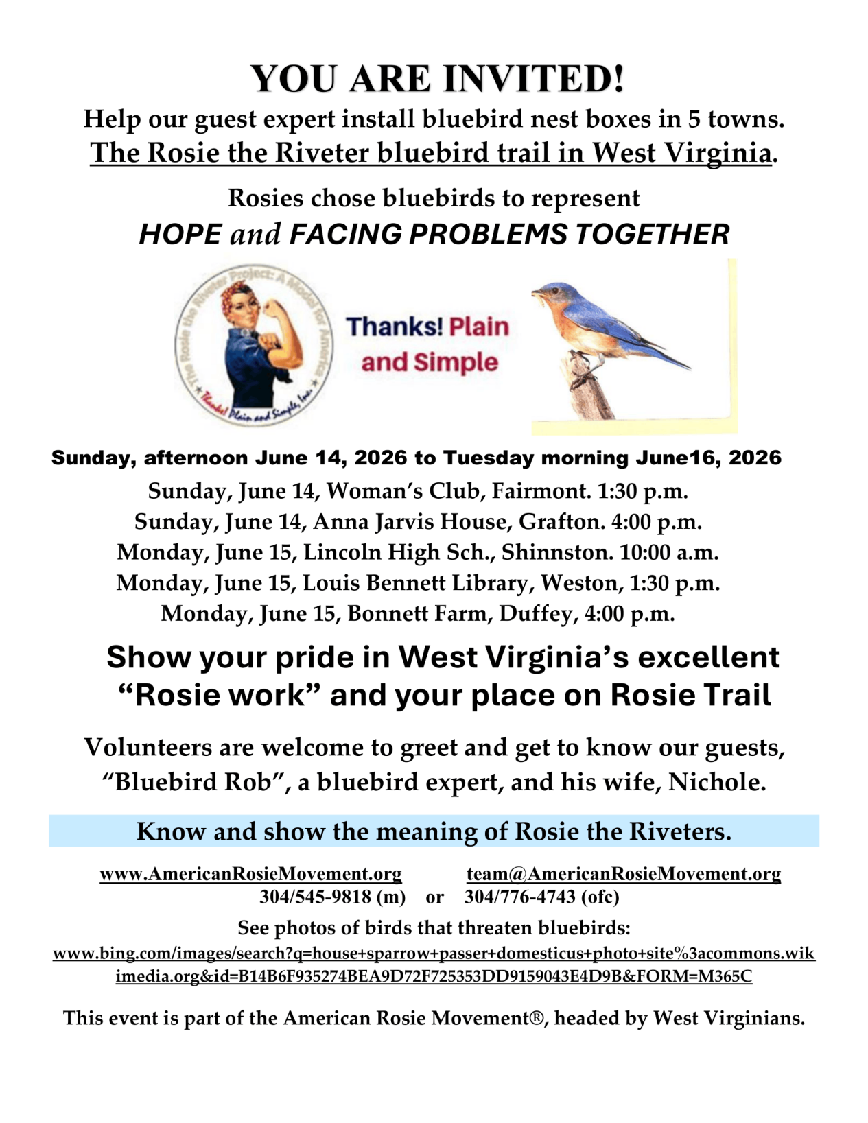 Rosie the Riveter Bluebird Trail launches in WV | WV News | wvnews.com