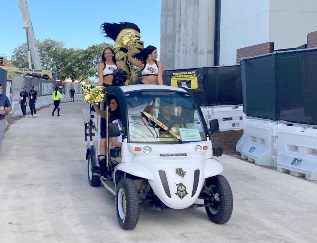 WVU football 1016 Knightro and UCF cheerleaders pregame front | West ...