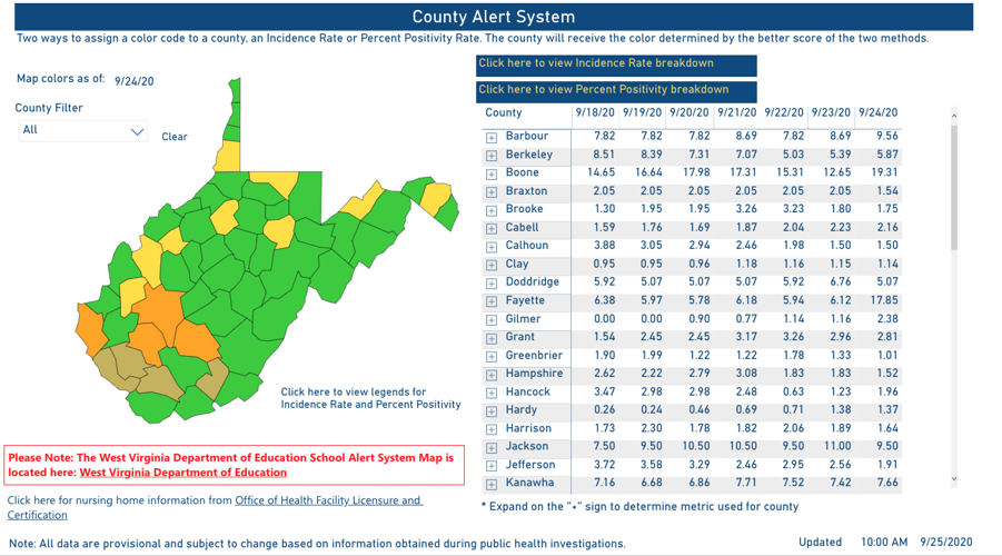 West Virginia DHHR updates County Alert Map to include positive ...