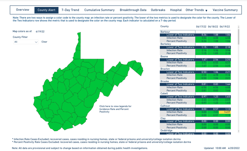 West Virginia COVID map continues to show green | WV News | wvnews.com
