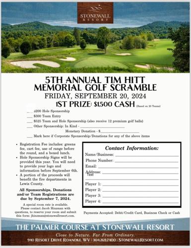 5th annual Tim Hitt Golf Scramble set Sept. 20 at Stonewall Resort; to ...