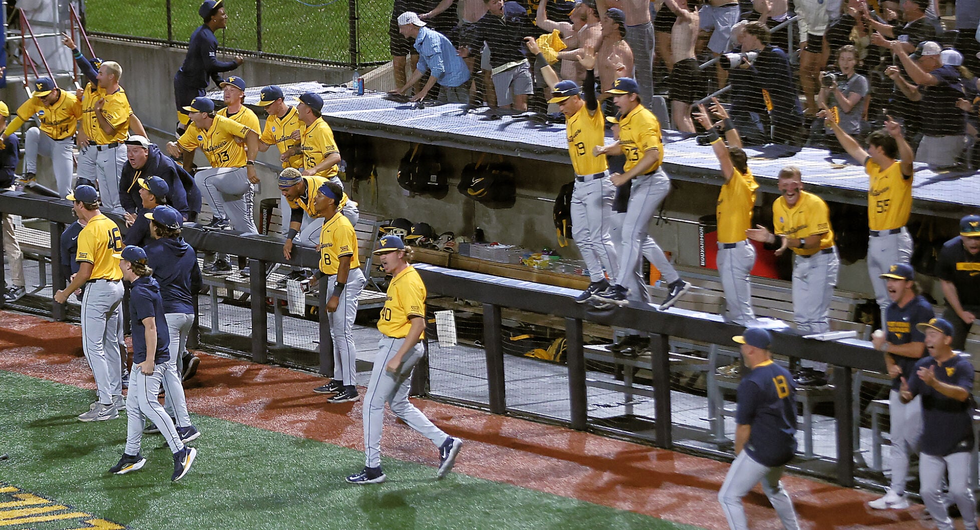WVU Baseball Dugout Celebration | West Virginia University Sports ...