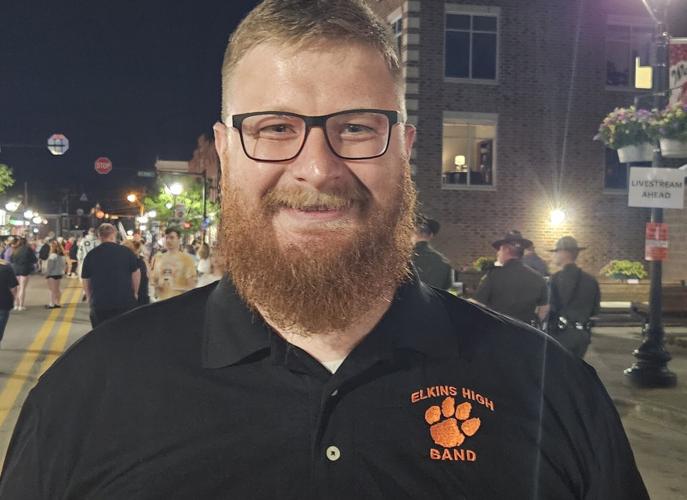 Elkins Drumline performs on Buckhannon (West Virginia) Main Street as ...