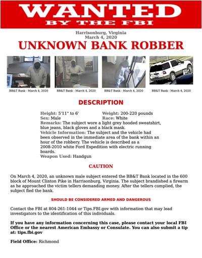 Bank robbery suspect from Virginia sought; may be in WV | WV News ...