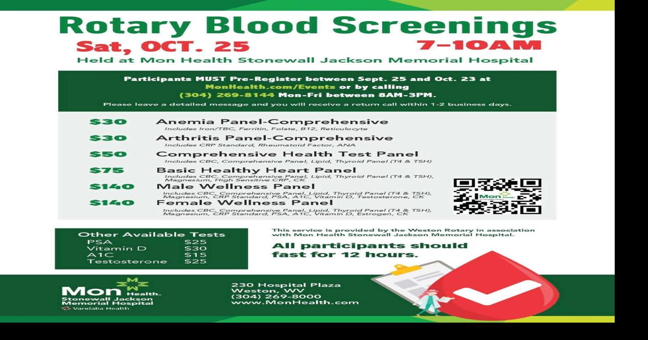 Rotary blood screening October 2025 info | | wvnews.com