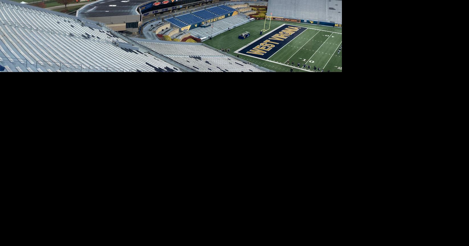 WVU football 1123 Mountaineer Field end zone Blue Lot front | West ...