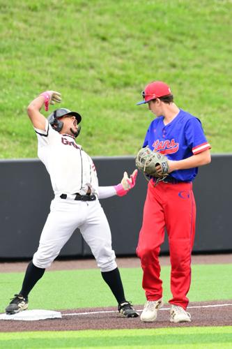 Paul Fox howls after crushing a CF triple.JPG | | wvnews.com