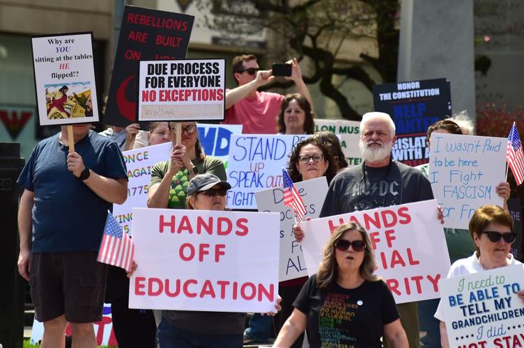 'Hands Off' protest draws crowd to Harrison County Courthouse in ...