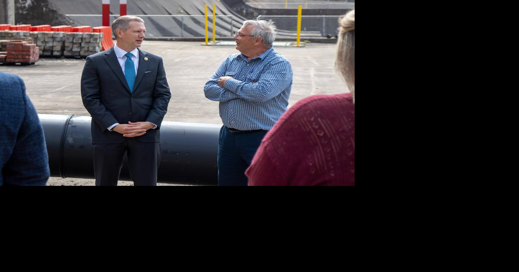 Riley Moore speaking with Gary Bolyard | | wvnews.com