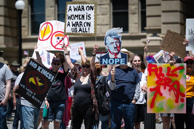 Hundreds gather for 'No Kings' protest in Cheyenne | Local News ...