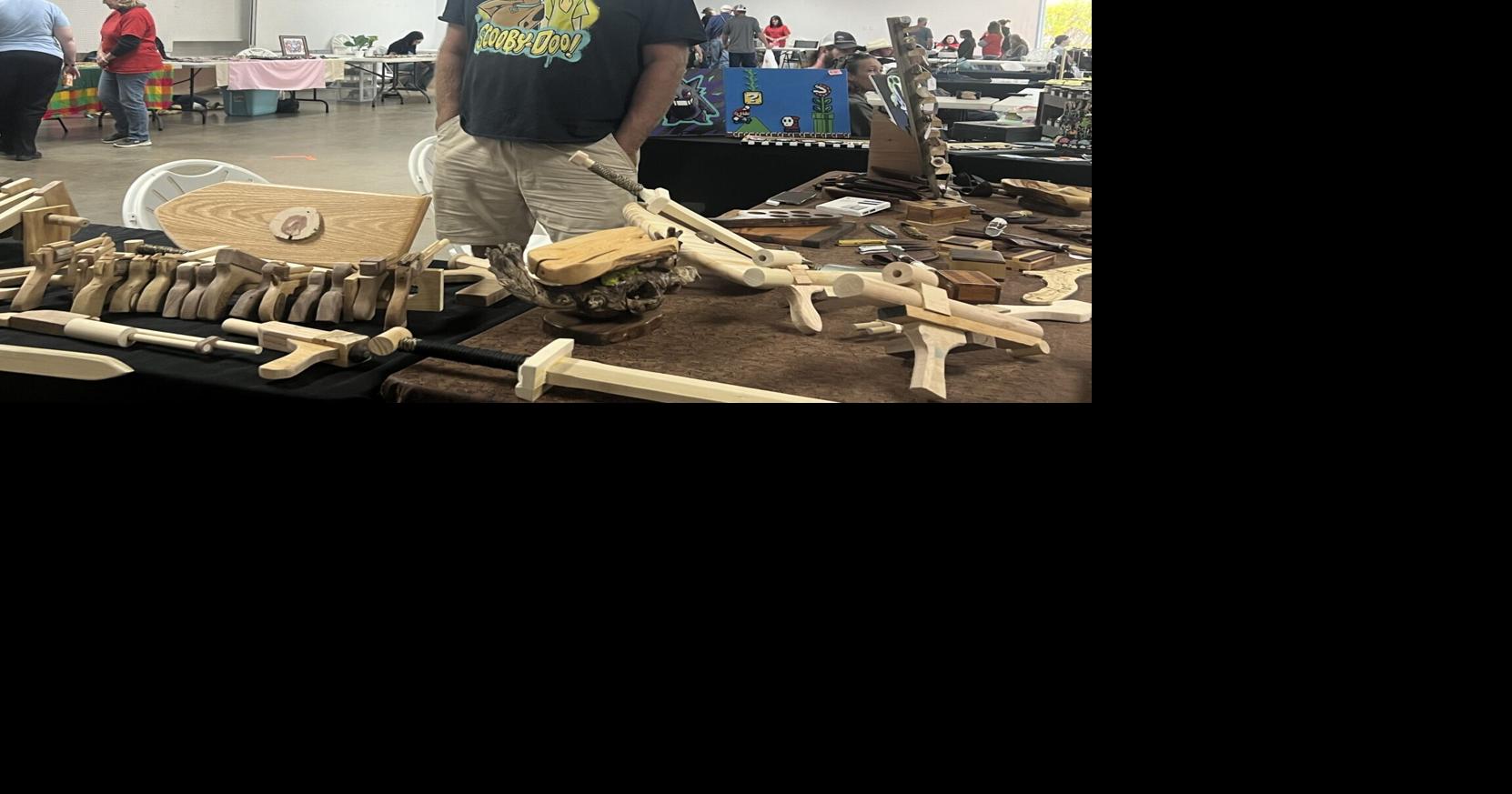 Local wood worker Travis Hart shows off work at vendor showcase ...