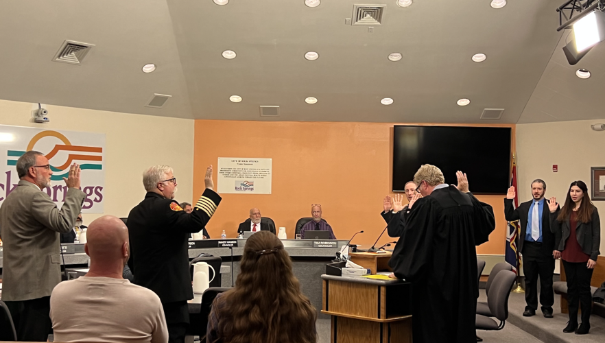 A new era: Rock Springs Mayor Max Mickelson sworn in at city council ...