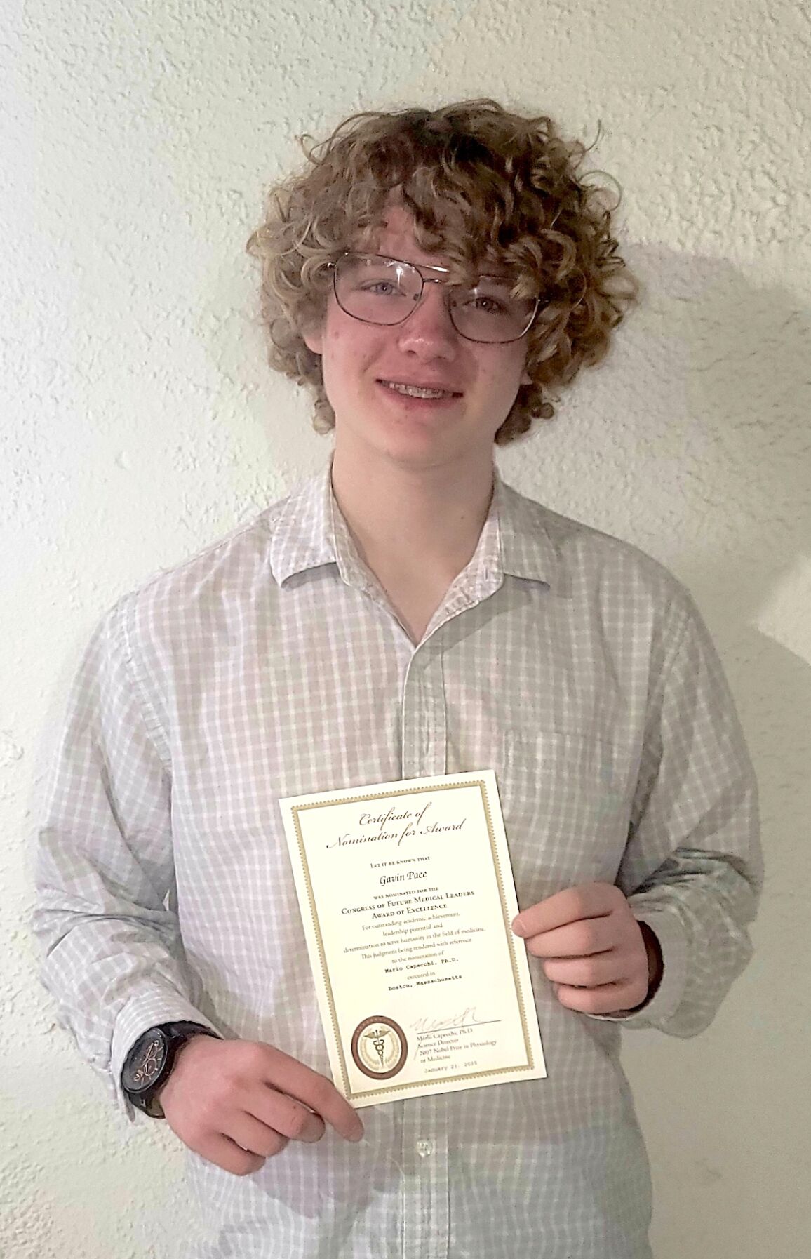 Honor student Gavin Pace nominated as delegate to Congress of Future ...