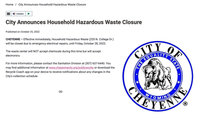 City says Household Hazardous Waste is closed till Friday | Local News ...