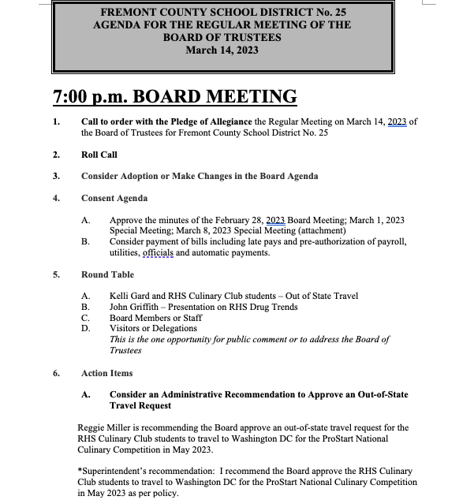 FCSD#25 Trustees To Adopt ’23-’24 School Calendar; Hire RHS Football ...