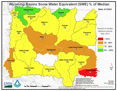 Wind River Basin Snowpack well below 30-year-median | Local News ...