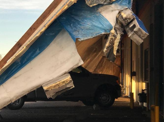 High wind gust rips roof off of Riverton Business | Local News ...