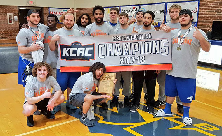 York College wrestling dominates field at KCAC Championships