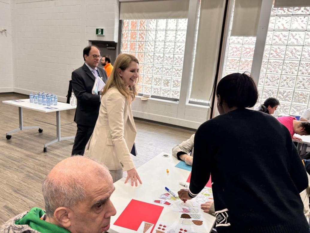 MPP Laura Smith congratulates Reena on centre upgrades