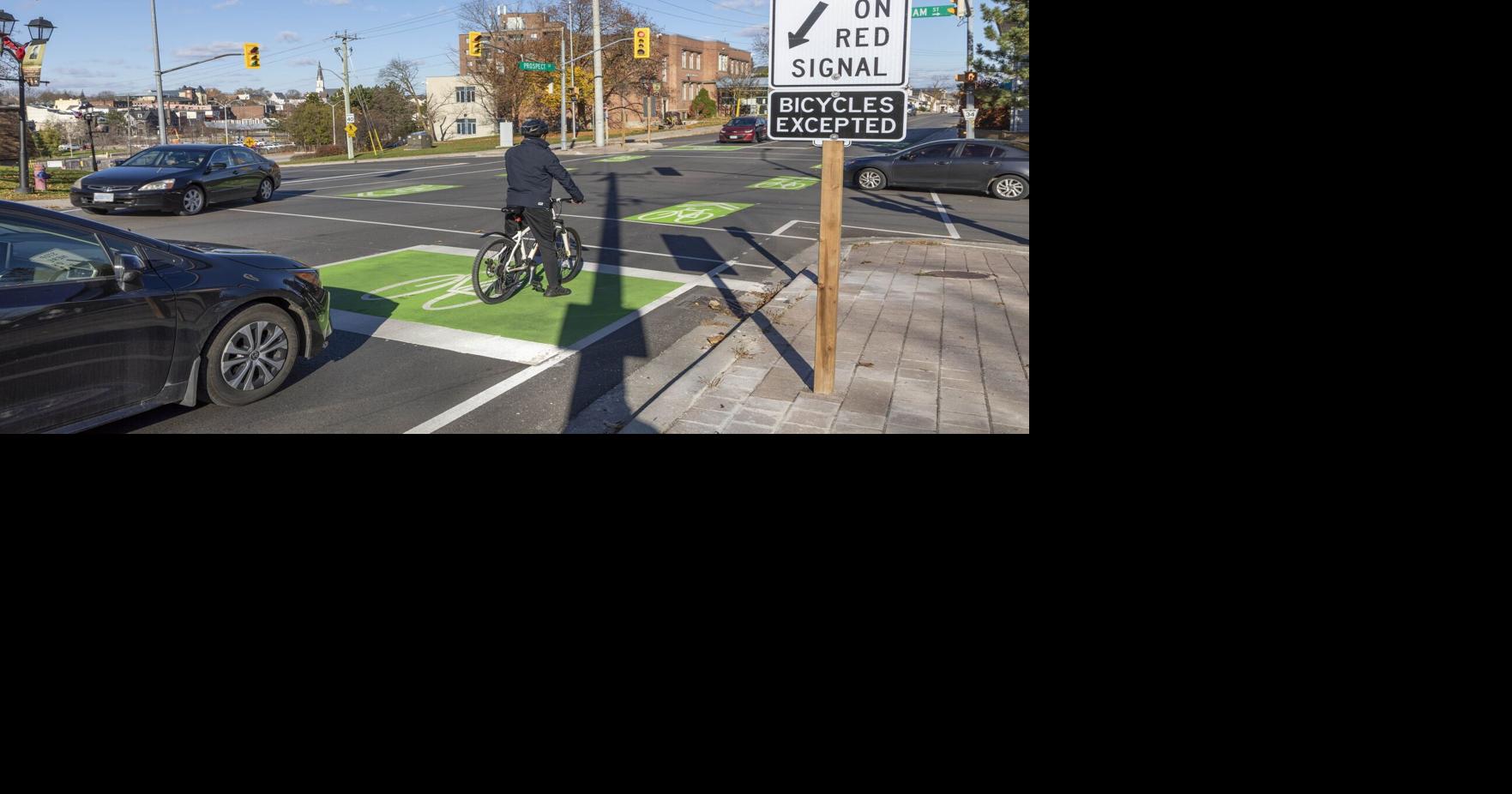 What do you do at Newmarket’s bike box pavement markings?