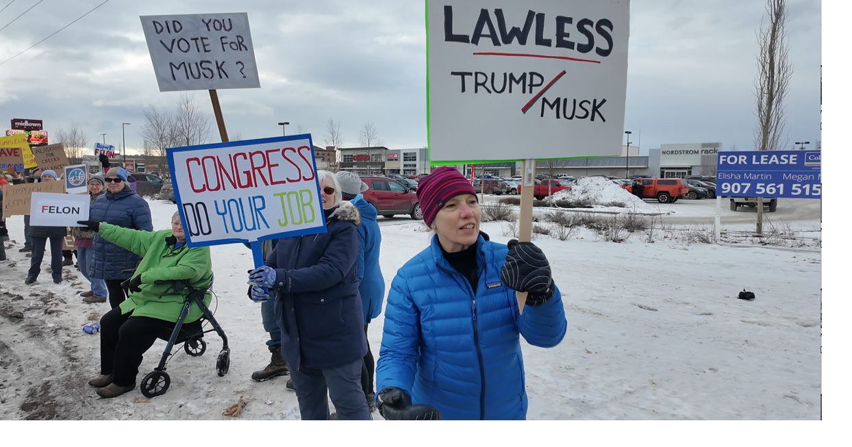 Anchorage community protests against Musk and federal employee firings ...