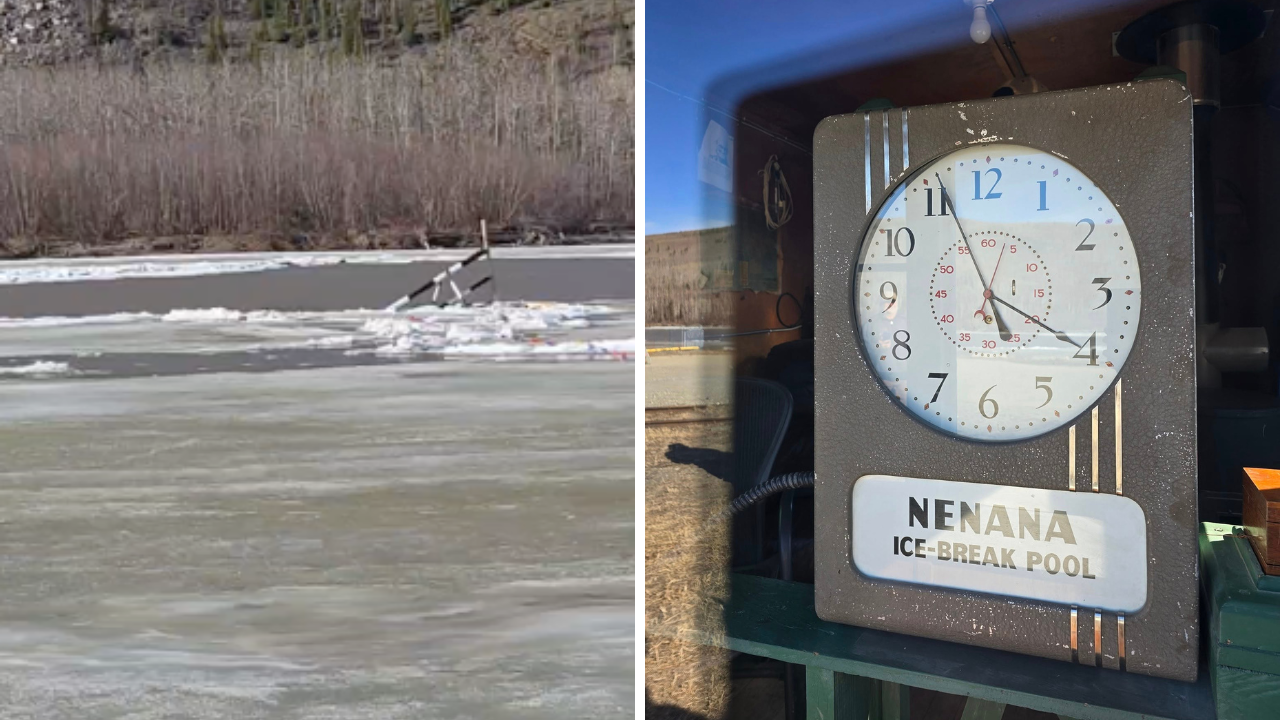 Tripod falls as ice goes out on Tanana River, ending Nenana Ice Classic ...